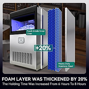 YITAHOME 200 LBS Commercial Ice Maker Machine Under Counter, Large Free Standing Ice Maker Undercounter for Home Bar Restaurants Bar with 48LBS Storage Bin Stainless Steel Ice Scoop Ice Bucket