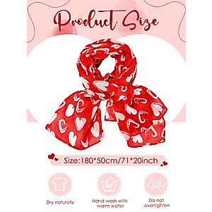 4 Pieces Valentine's Day Scarf for Women Pink White Heart Print Scarf Valentines Scarf for Women Girl Christmas Birthday Valentine's Gift, 4 Styles