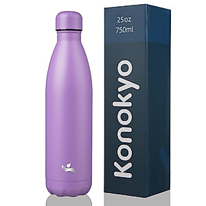 Konokyo Insulated Water Bottles,25 oz Double Wall Stainless Steel Vacumm Metal Flask for Sports Travel,Lavender