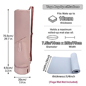 sportsnew Yoga Mat Bag, Full Zip Cargo Yoga Mat Carrier Bag with Drawstring Water Bottle Pocket and Bottom Wet Pocket, Exercise Yoga Mat Carrier Holder Multi-Functional Storage Bag, Pink patent pendin