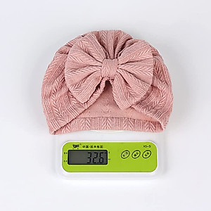 Yili Maizi Newborn Baby Toddler Cotton Hat Baby Girl Knotted Hat Cute Donut Soft Turban Bow Cap Set