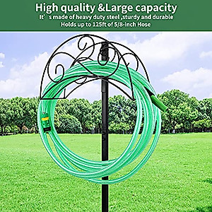 Garden Hose Holder Freestanding Hose Holder For Outside Detachable Water Hose Holder-Holds 125 Ft- Decorative Hose Storage For Garden, Yard