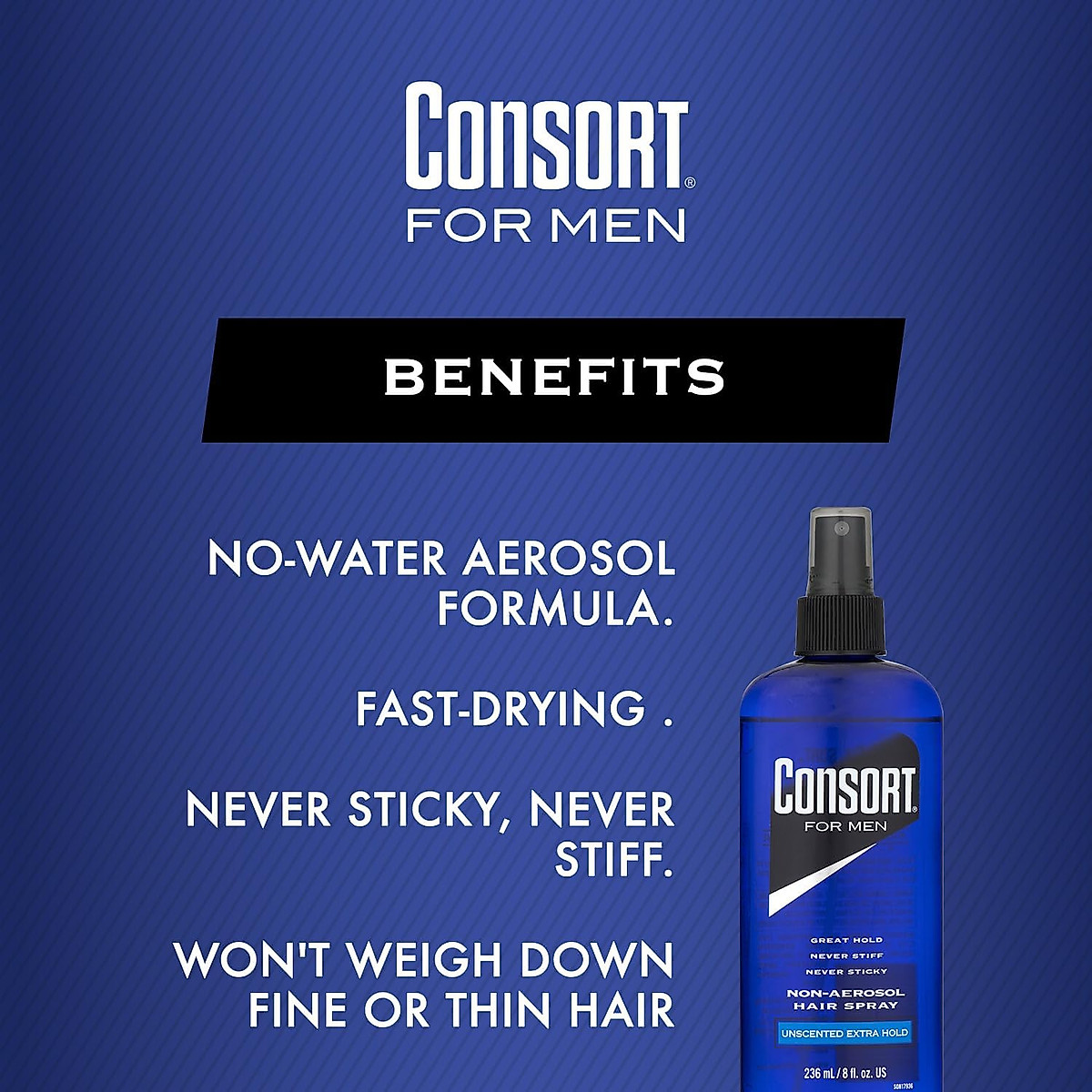 Consort Hair Spray 8 Ounce Unscented Extra Hold Pump Non-Aero (236ml) (3 Pack)