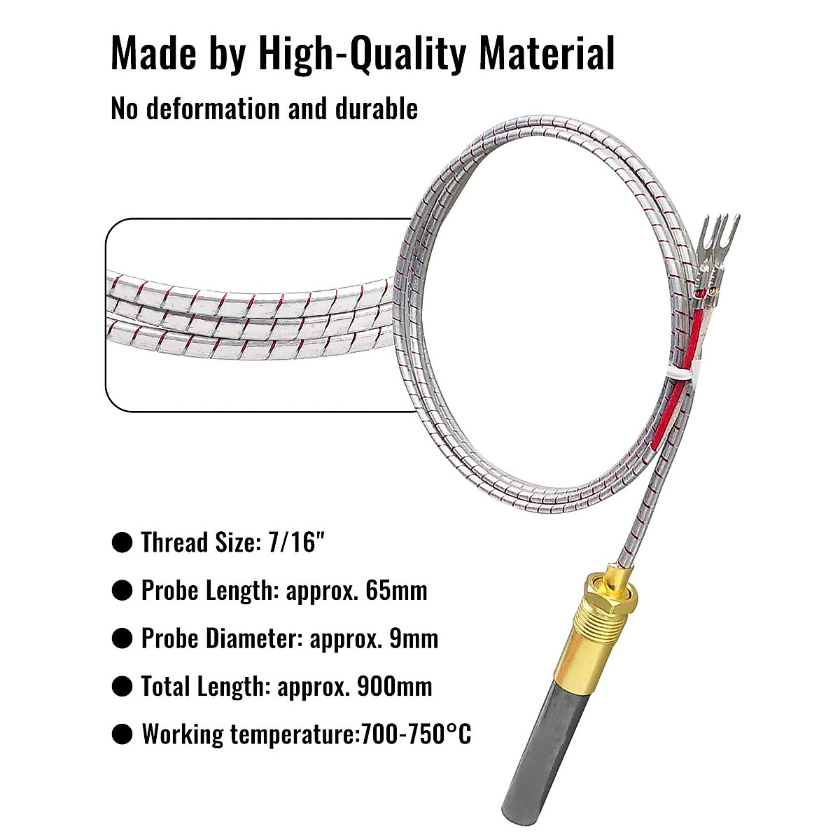 OCHIKI 5 Pcs 36" Thermopile Generator 750mv Fit for Fire Gas Stoves Heat Glo Gas Stoves Oven Water Heater Frying Furnace Gas Fireplace Thermopile Replacement, Aluminum