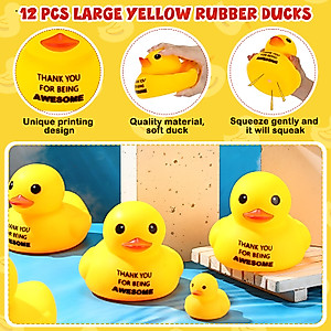 Liliful Large Christmas Thank You Rubber Ducks 5'' Yellow Bath Ducky Toy Thank You for Being Awesome Ducky Squeak Floating Duckies for Christmas Employee Appreciation Inspirational Gifts(6 Pcs)
