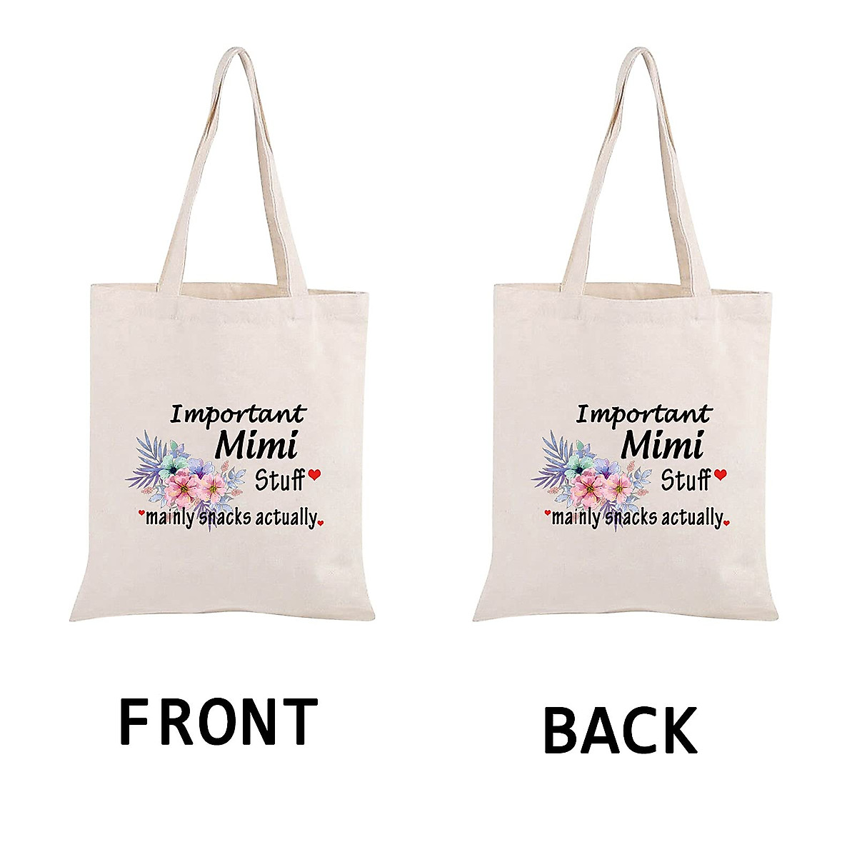 PWHAOO Mimi Tote Bag Gift Important Mimi Stuff Mainly Snacks Actually Tote Bag Mother's Day Gift (Mimi Stuff TB)