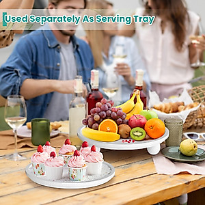 Farmhouse Tiered Tray Decor 2 Tier Tray with Handle, Wood Serving Tray for Kitchen Coffee Bar Table, Dessert Table Display Tray Cupcake Stand Perfect for Wedding Party Home Decor Display