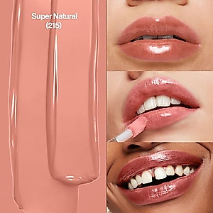 Revlon Super Lustrous Lip Gloss, Non-Sticky, High Shine Finish, 215 Super Natural, 0.13 Oz