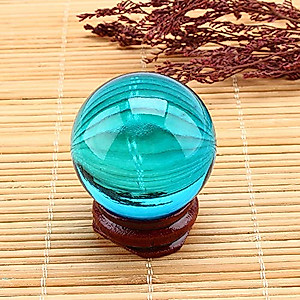 Zerodis Healing Crystal Natural Ball, Quartz Crystal Healing Ball Asian Rare Natural Royal Blue Sphere 40mm with Wood Stand Home Decor Gift
