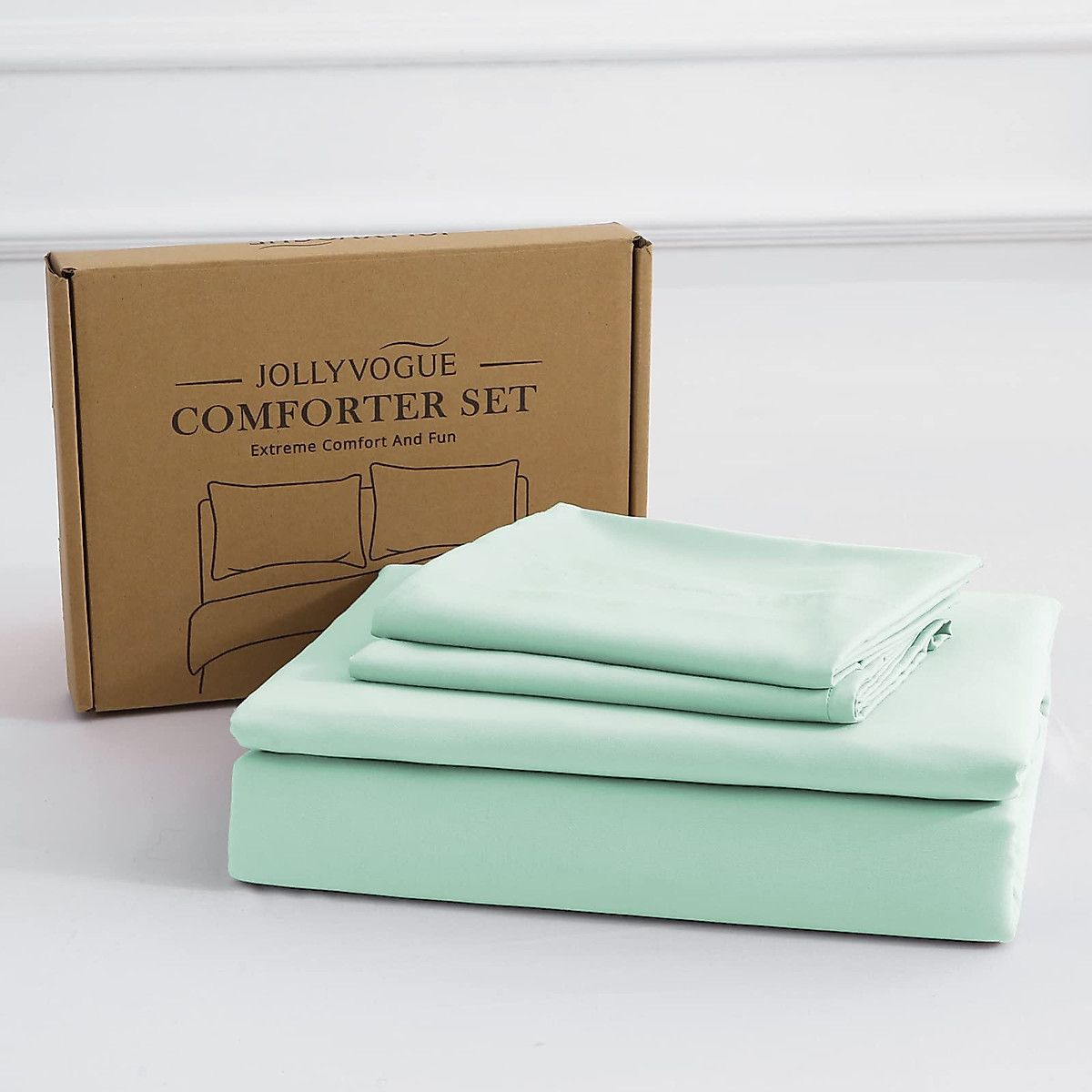 Sasttie Sage Green Duvet Cover Queen, Ultra Soft Prewashed Queen Duvet Cover Set, 3 Pieces, 1 Duvet Cover with Zipper Closure and Corner Ties (90''x90''), 2 Pillowcases (20''x 30'')