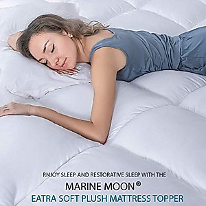Marine Moon Over 3 Inch Queen Mattress Topper Down Alternative Pillow Top Bed Topper & Queen Cooling Gel Memory Foam Mattress Topper 3 Inch with Cover