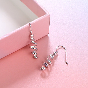 925 Sterling Silver Cute Exquisite Dangle Earrings Curve Twist Shape Spiral Dangle Stud Earrings for Women Birthday Gift