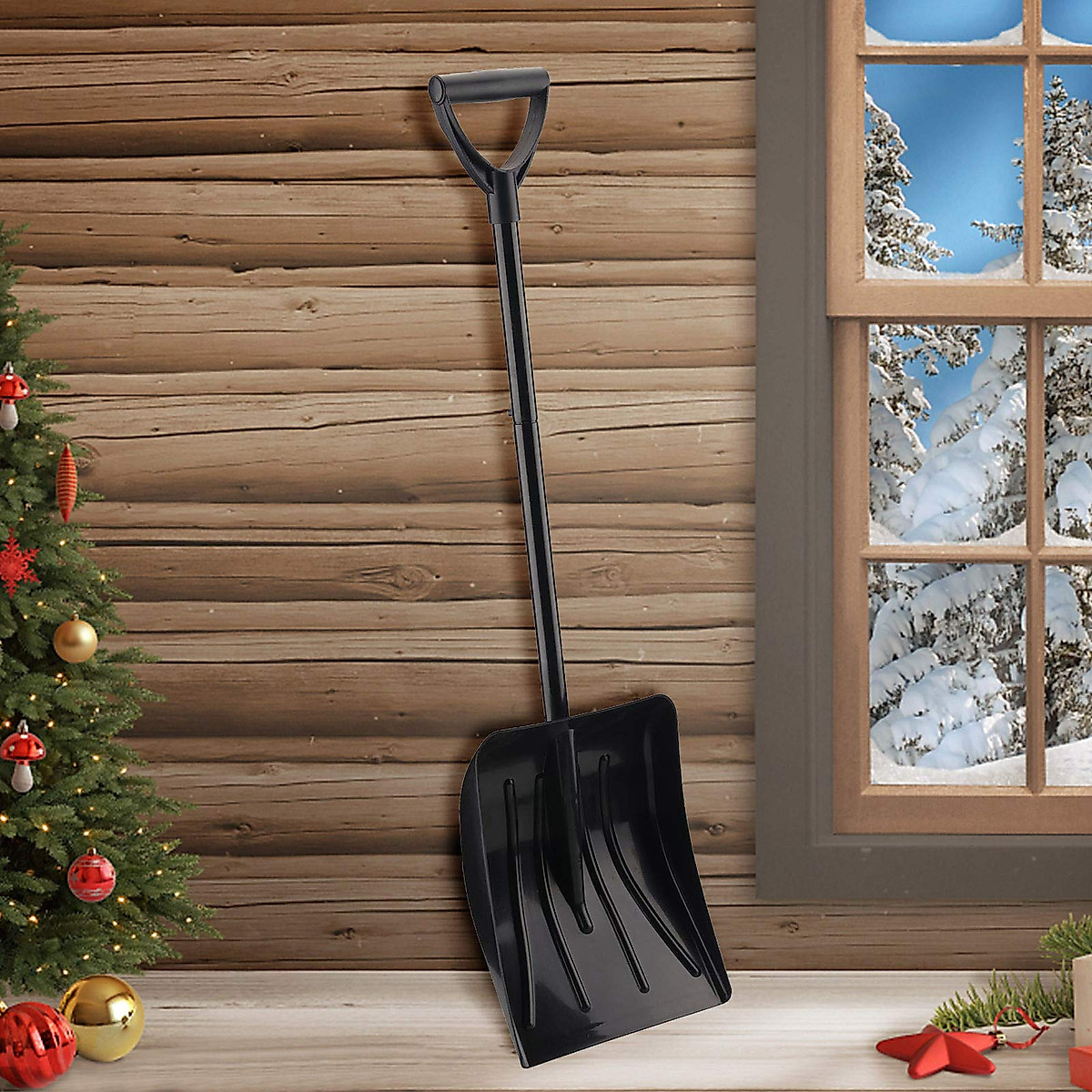 Snow Shovel for Driveway, Tini Portable Telescopic Compact Emergency Snow Shovel for Car, Heavy Duty Aluminum Alloy Snow Shovel - 90cm (Black)