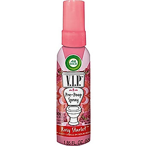 Air Wick V.I.P. Pre-Poop Toilet Spray, Up to 100 uses, Contains Essential Oils, Rosy Starlet Scent, Travel size, 1.85 oz, Holiday Gifts, White Elephant gifts, Stocking Stuffers