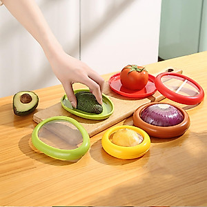 OLACHIKKO Avocado Saver For Fridge, Set Of 4 Silicone Food Storage Container-Ideal For Garlic, Onions, Lemens And Potatoes