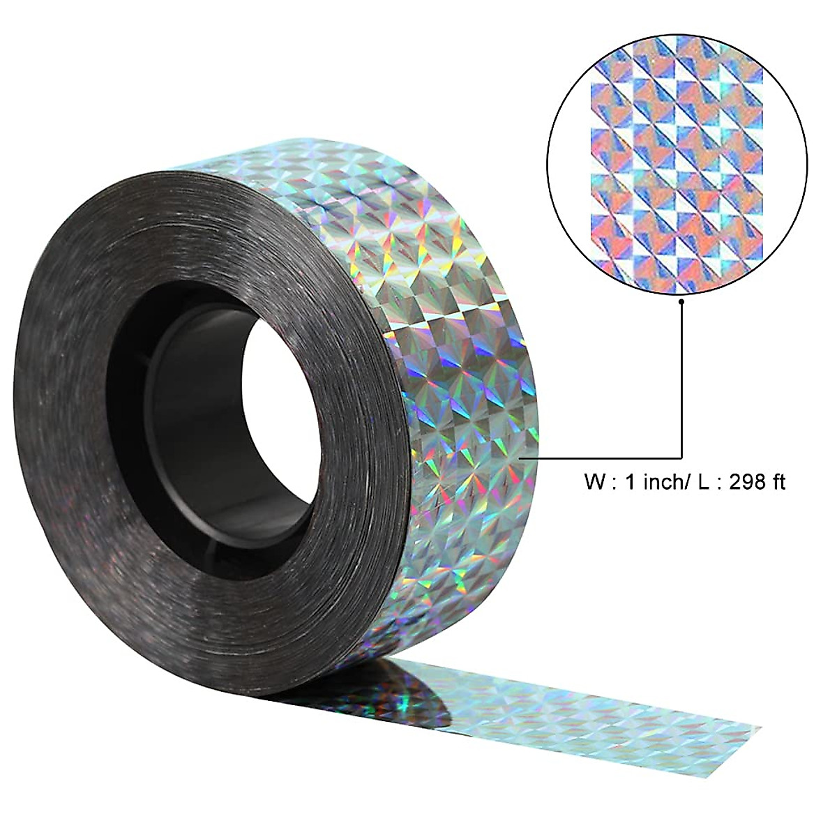 XoreArt Reflective Scare Tape, Double Sided Tape to Keep Away Birds, Pigeons, Crows, Woodpecker, and More (1” by 298 ft)
