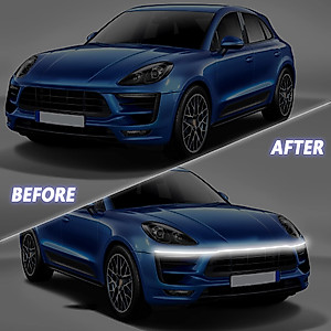 Car LED Hood Light,Waterproof LED Light Strips Cool Monochromatic Car LED Light for Car Lights Exterior,Universal Car Accessories(59inch White)