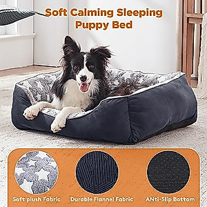 GASUR Rectangle Dog Bed for Small Dogs, Cozy Washable Dog Sofa Bed, Durable Pet Cuddler Anti-Slip Bottom, Soft Calming Sleeping Warming Puppy Bed