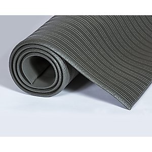 Crown FL2436GY Ribbed Vinyl Anti-Fatigue Mat, 24 x 36, Gray