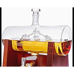 Whiskey Decanter, Glass Decanter Set with 2 Globe Whiskey glasses