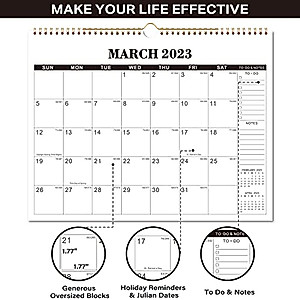 Calendar 2023-2024 - Wall Calendar 2023-2024 with To Do & Notes, 18 Months Wall Calendar from Jan 2023 - Jun 2024,15”x 11.5”, Daily Blocks with Julian Dates, Golden Twin-Wire Binding, Thick Paper Perfect for Organizing & Planning