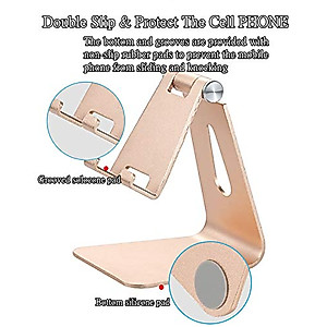 Cell Phone Stand Holder Aluminum Phone Deck Cradle, Adjustable Desktop Stand Compatible with iPhone 14 13 12 11 Pro MAX Mini，iPad Mini, Other Smart Phone (Glod)