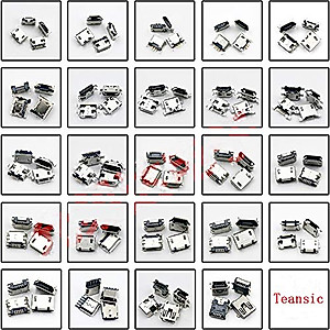 Teansic 240PCS 24Models Micro USB Connector Socket Jack USB Connectors Set for MP3 4 5 Huawei Samsung Sony HTC ZTE