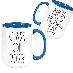 PERSONALIZED COFFEE MUG! Farmhouse Style skinny font inspired Font BLUE! 15oz Ceramic Mug | Your Custom Text on front, back, or both sides!