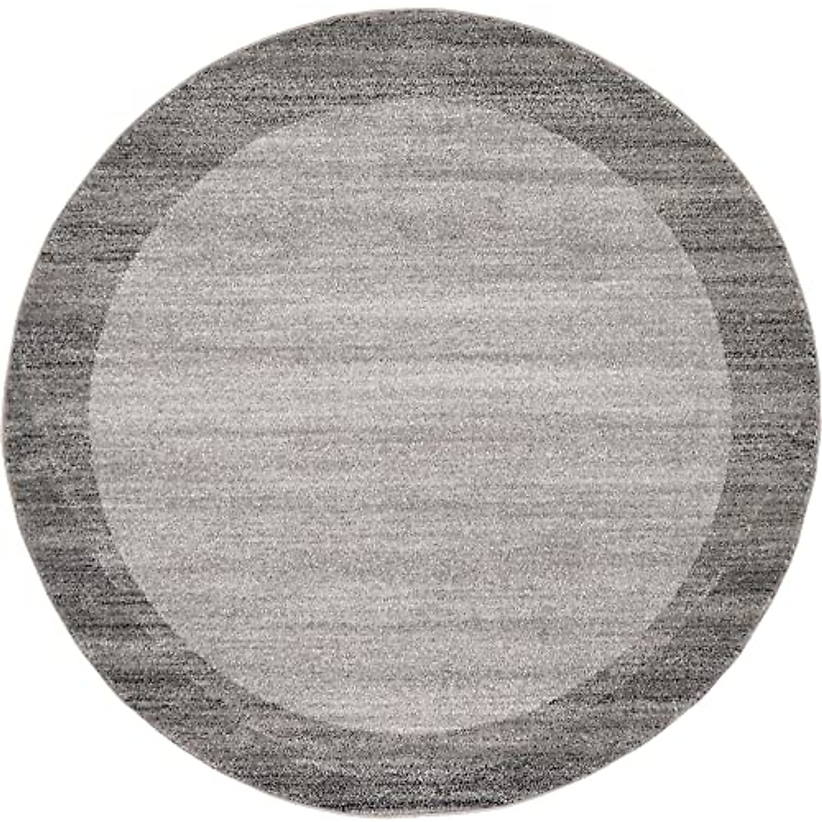Unique Loom Del Mar Collection Area Rug-Transitional Inspired with Modern Contemporary Design, 6' 0 x 6' 0 Round, Light Gray/Beige