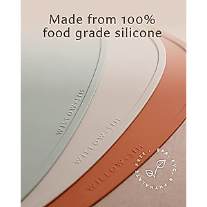 Willow + Sim Silicone Placemat for Kids - Travel Placemats for Toddlers, Non Slip Silicon Mat for Baby Eating, Best Kids Placemats for Dining Table Spills & Mess, Round, Nonslip, Safe & Easy to Clean