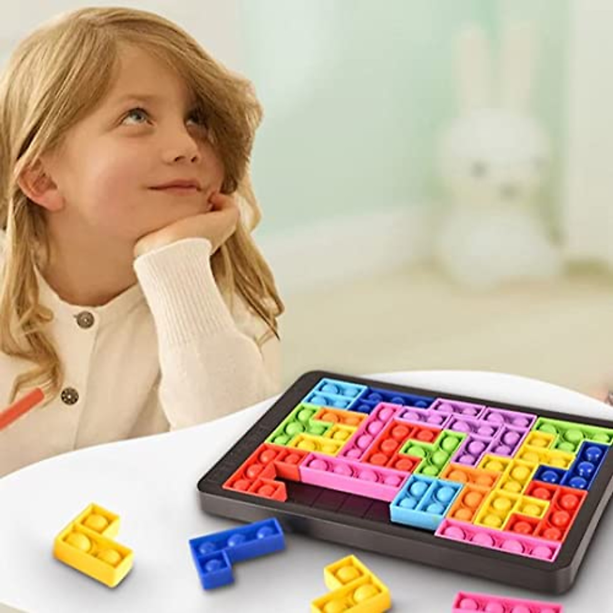 Hapencen Puzzle Game Pop It Fidget Jigsaw Toys,Push Bubble Silicone Sensory Fidget Toys Parent-Child Toys, Block to Anxiety & Relief Stress for Kids Adults or Autism Special Needs