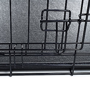 36-inch Dog Crate - Double Door Pet Kennel with Divider Panel - Foldable Dog Cage with Carry Handle for Portability and Storage by PETMAKER (Black)