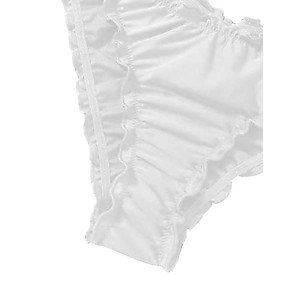 SheIn Women's Ruffle Bikini Bottom Ruched Swimsuit Bottom Solid Swim Briefs White X-Small