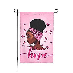 African American Breast Cancer Awareness Garden Flags 12×18 Double Sided Small Banner Sign Decoration Flags For Outside Yard Outdoor Decor