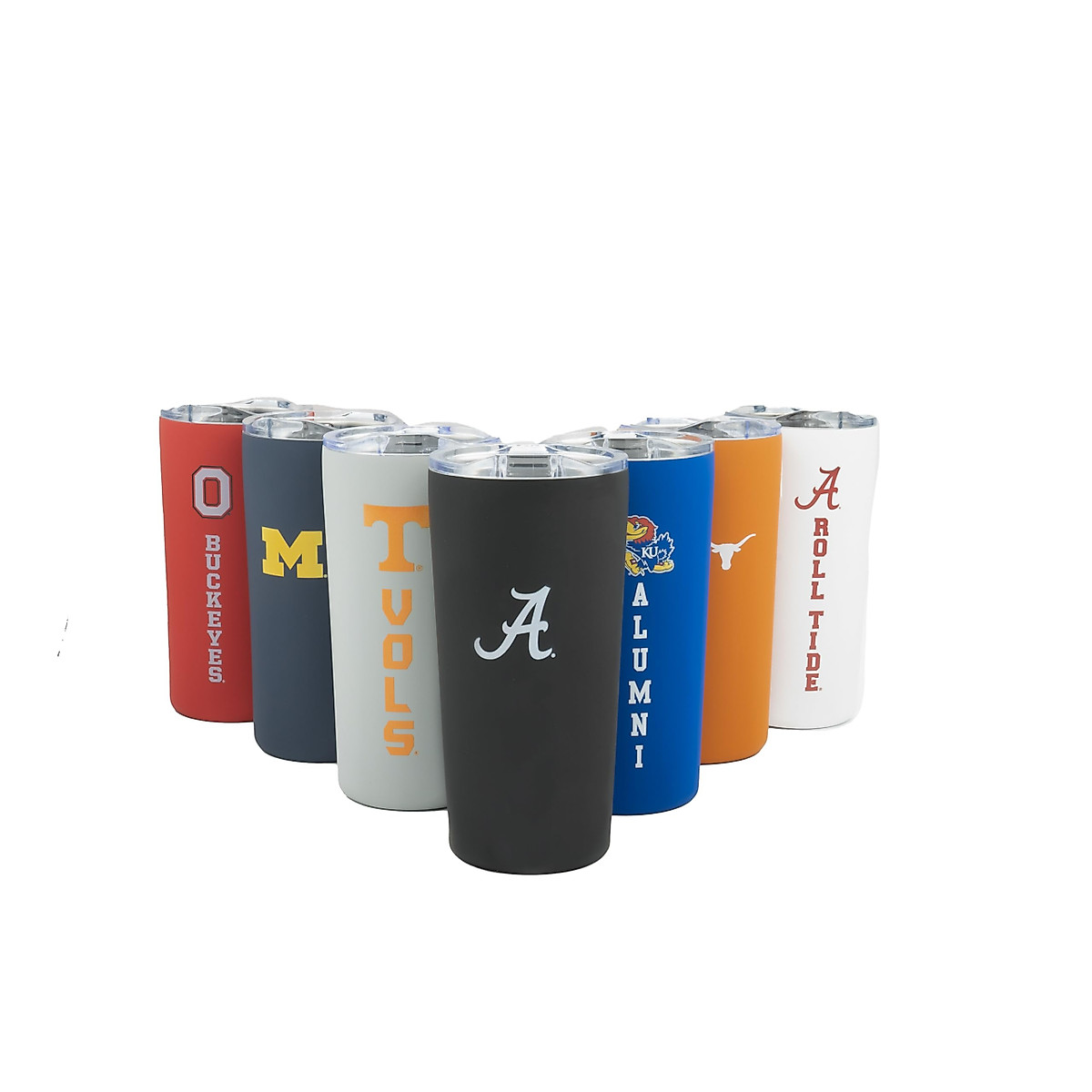 Decorvo Officially Licensed Collegiate Stainless Steel Tumbler - Double Walled Insulated Travel Thermos with Slide Lid - 18 oz (Alabama Logo - Black)