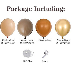 GIHOO Baby Shower Decoration 140Pcs Coffee Brown Balloon Arch Garland Kit Chrome Gold Latex Balloons for Bear Themed Birthday Neutral Wild One 1st Birthday Backdrop Party