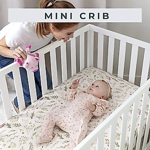 Pobibaby - 2 Pack Premium Pack N Play Sheets Fitted for Standard Pack and Plays and Mini Cribs - Ultra-Soft Cotton Blend, Stylish Floral Pattern, Safe and Snug for Baby (Zephyr)