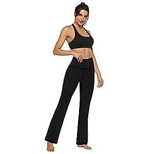 AFITNE Yoga Pants for Women Bootcut Work Pants with Pockets High Waisted Workout Bootleg Yoga Pants Flared Athletic Pants Black - 3XL