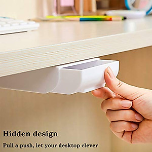 Boao 2 Pieces Desk Pencil Drawer Organizer Self-Adhesive Drawer Pencil Tray Pop-Up Latent Desktop Drawer Tray Expandable Under The Table Drawer Organizer for Office School Home Desk (White, 2 Size)
