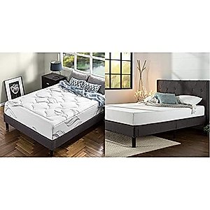Zinus 12 Inch Cloud Memory Foam Mattress/Pressure Relieving/Plush Feel/Bed-in-a-Box/Oeko-TEX and CertiPUR-US Certified, Full & Shalini Platform, Full, Dark Grey
