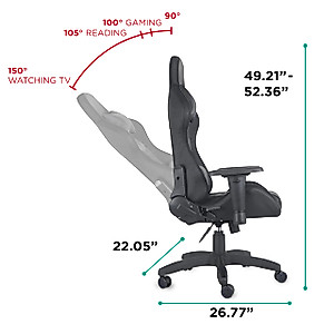 Comfty RGB LED Reclining Diamond Quilted Black Leather Racing Gaming Pillows & Remote Control Chairs, Multicolor