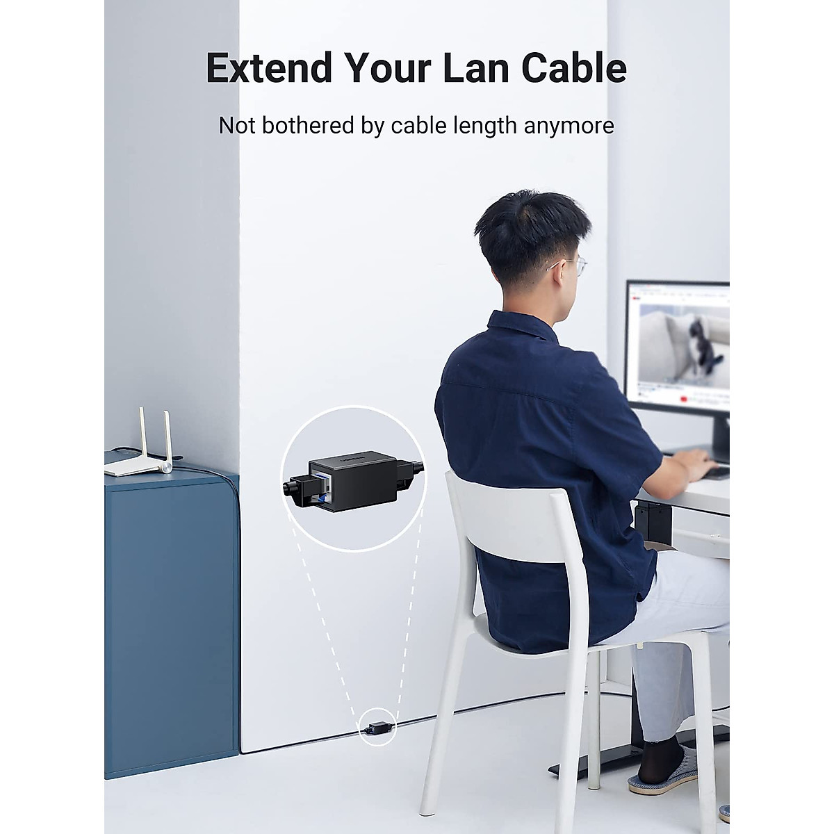 UGREEN RJ45 Coupler Ethernet Extender Connector 10 Pack Inline Coupler Cat7 Cat6 Cat5e Ethernet Cable Adapter Female to Female Black