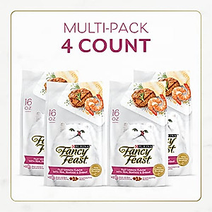 Purina Fancy Feast Dry Cat Food Filet Mignon Flavor with Seafood and Shrimp - (Pack of 4) 16 oz. Bags
