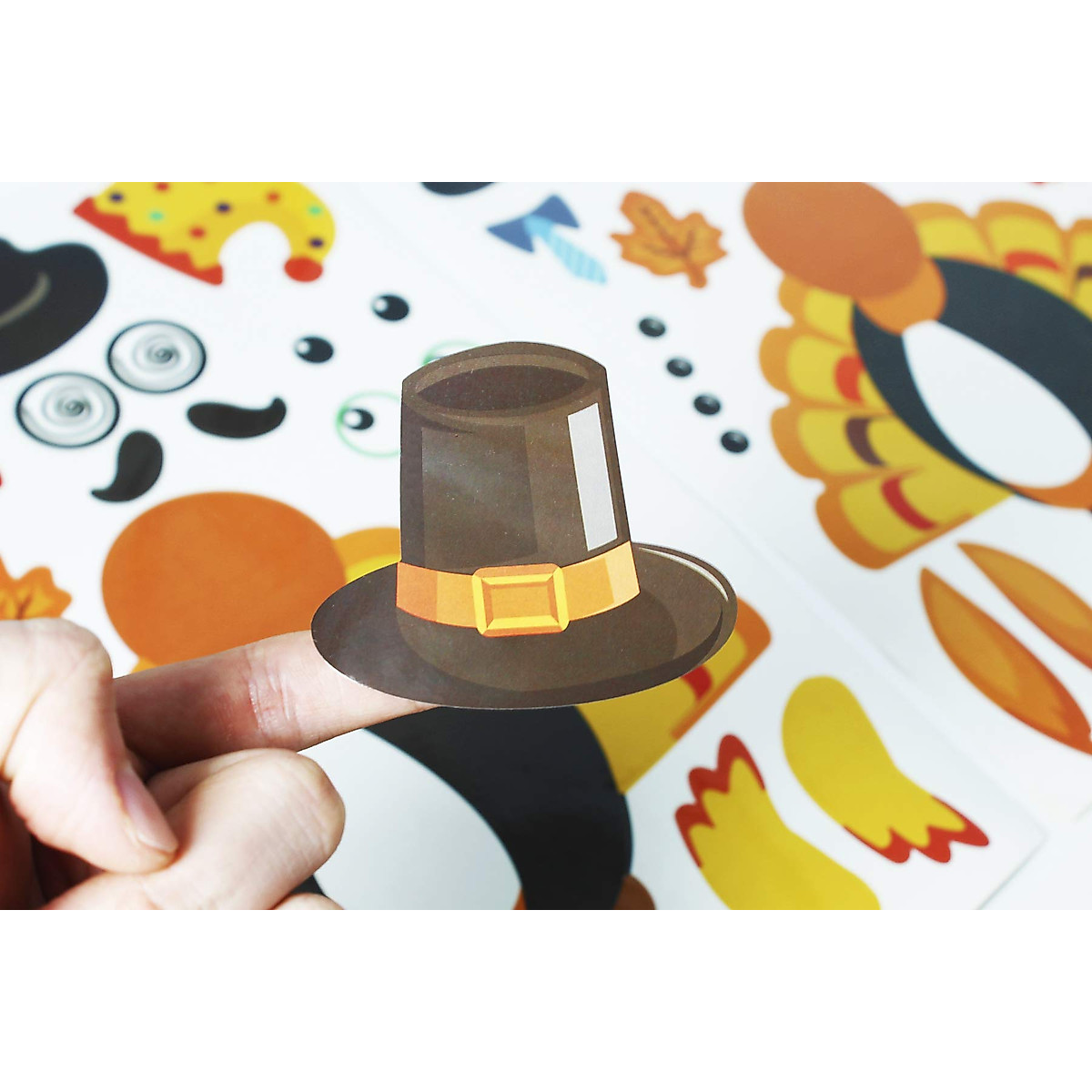 Thanksgiving Stickers 20 Sheets 13 x 9 inchi Make-A-Turkey Stickers Decals for Fall Autumn Harvest Crafts Scrapbooking Kids Party Games Favors Supplies - DIY Required