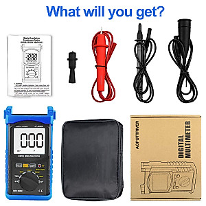 Digital Insulation Resistance Tester, AP-6688B Auto Range Megohmmeter 1999 Counts LCD Display 500/1000/2500/5000V Voltage,1MΩ~200GΩ Resistance Testing with Data Hold Backlit for Motor Cables Switches