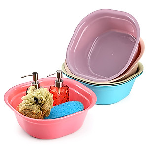 Peohud 6 Pack Plastic Wash Basin, 8 Quart Stackable Camping Wash Basin Tub, Square Vegetable Fruit Wash Pan for Home Kitchen Outdoor Indoor, 12" L x 12" W x 4.5" H