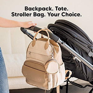 KeaBabies Diaper Bag Backpack - Multifunctional Travel Diaper Back Packs,Maternity Baby Changing Bags, Compact 12L Capacity, PU Leather,Waterproof, Unisex,Stylish Nappy Bag, Diaper Changing Pad(Latte)