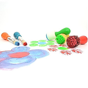 Micador Early Start Stuff for Painting, 5-Piece Set - 3 Sponge + 2 Durable Bristle Brushes - Easy Grip - Rounded Handles - Ages 3+