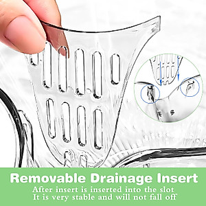 Yamjug Drainage Basket, 3 Pack 2024 Upgrade Drain Basket Funnel Multi-functional Drain Basket [30% Thicker] Removable Plastic Strainer Bowl Food Drainer for Food Fruits Pasta