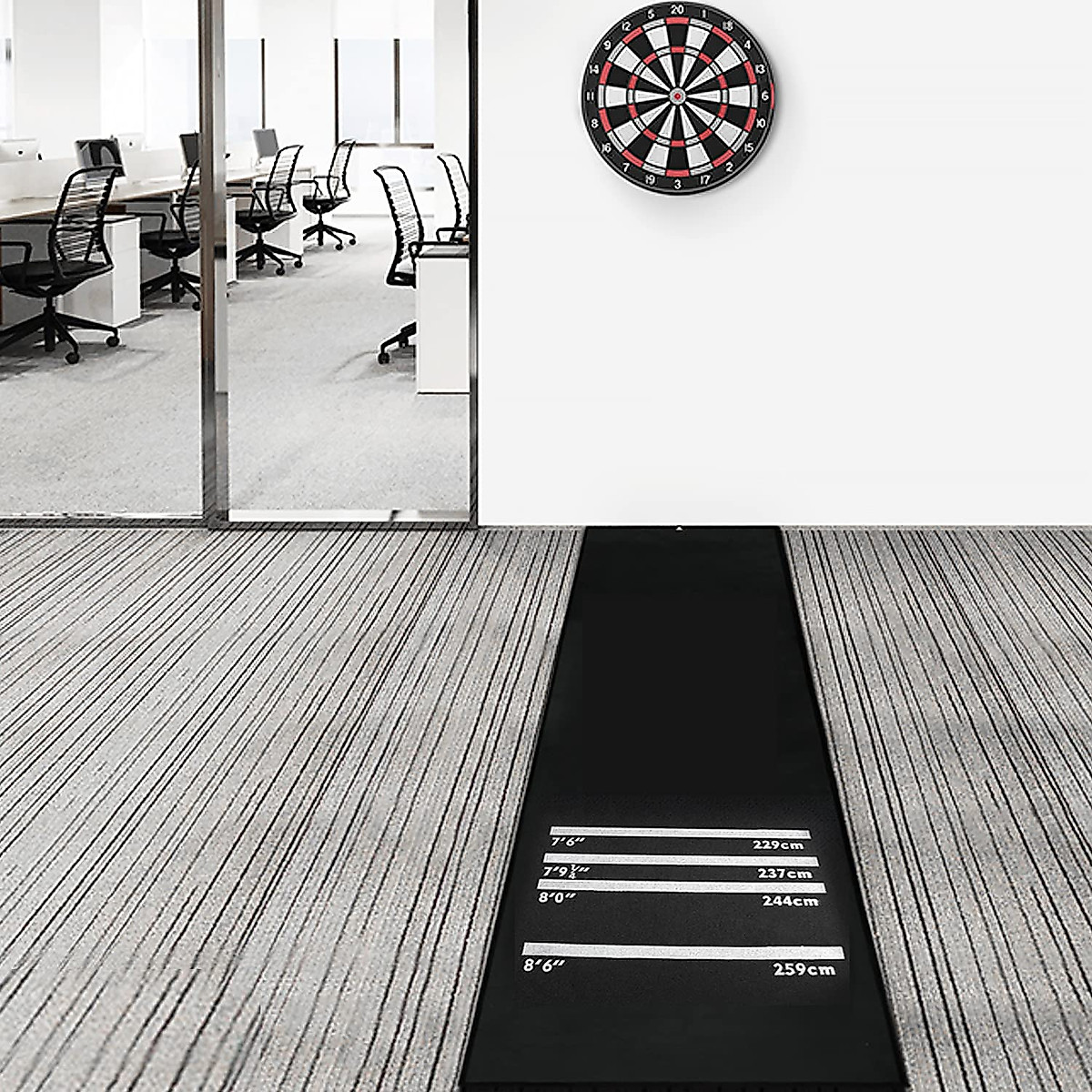 MYOYAY Rubber Dart Mat, 9.8 x 2ft Heavy Duty Dart Carpet with Throw Lines Professional Non-Slip Dart Floor Mat Soundproof Flooring Protector for Dart Game (118 x 24 x 1/5inch)